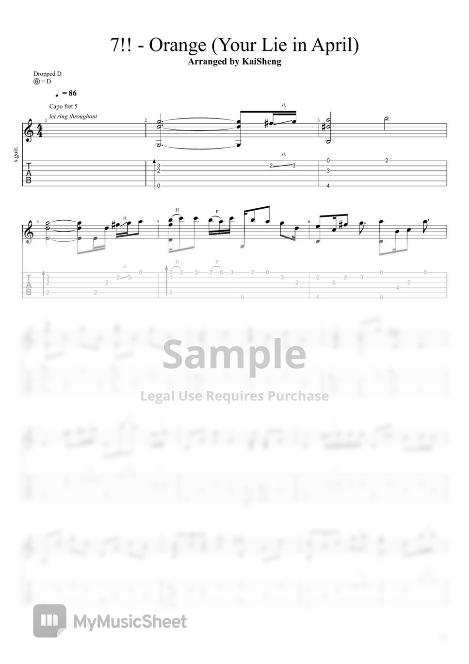 7!! - Orange - Your Lie in April Sheets by KaiSheng