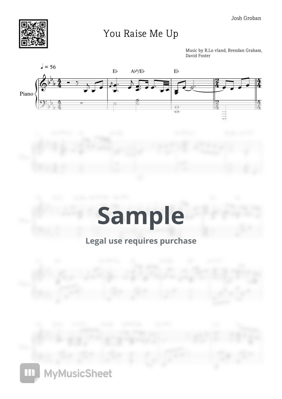 Josh Groban - You Raise Me Up 악보 by PIANOiNU