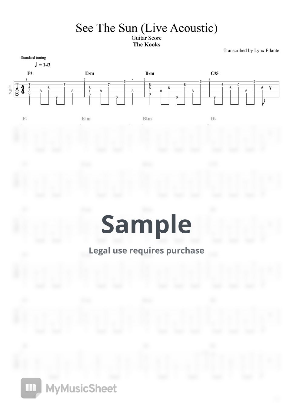 The Kooks - See The Sun (Live) Sheets by Lynx Filante