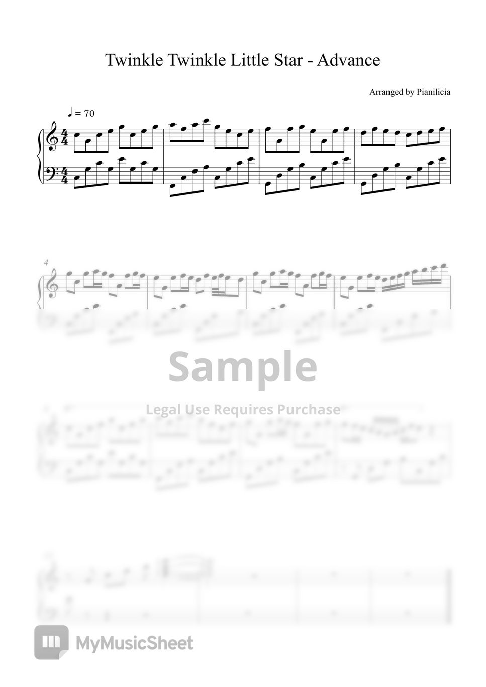 Nursery rhyme - Twinkle Twinkle Little Star (Advance) Sheets by Pianilicia