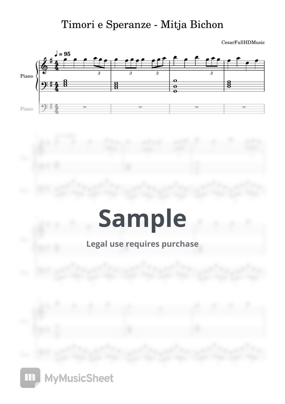 Mitja Bichon - Timori e Speranze Partitura