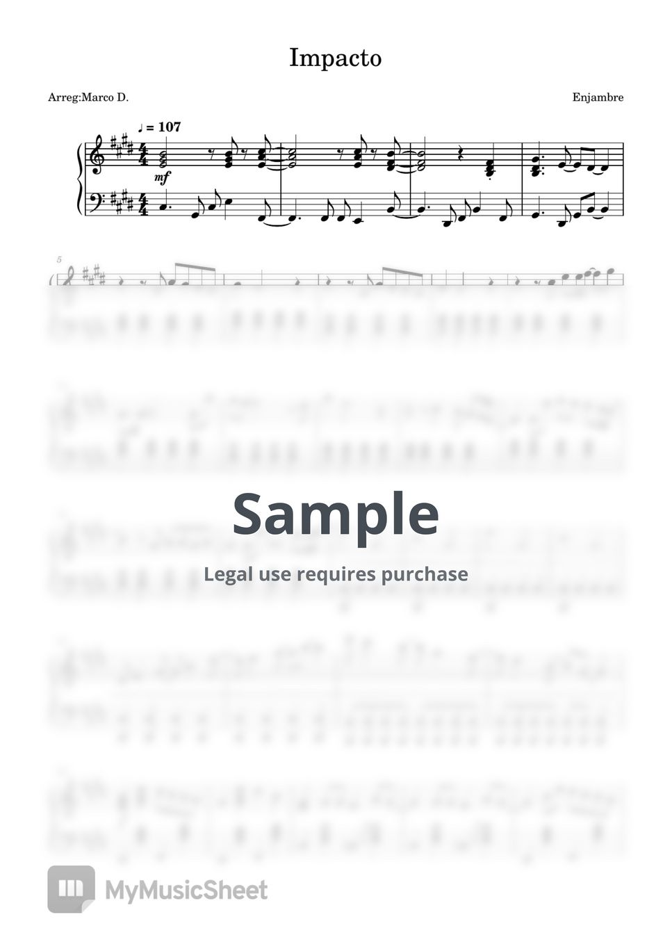 Enjambre - Impacto Sheet Music by Marco D.