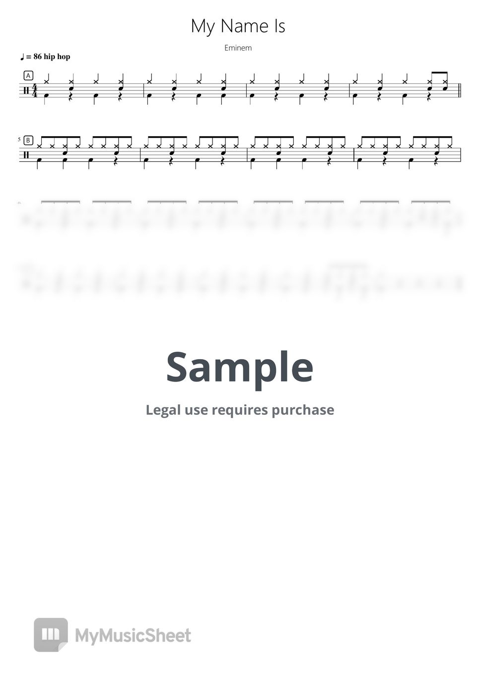 Eminem - My Name Is【Rock school Lv0】 악보 by 看哦爱随风