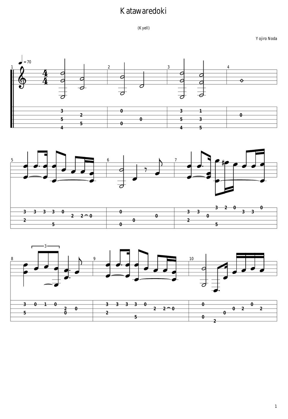 Kimi no Nawa OST - Katawaredoki Guitar Cover - Katawaredoki TAB