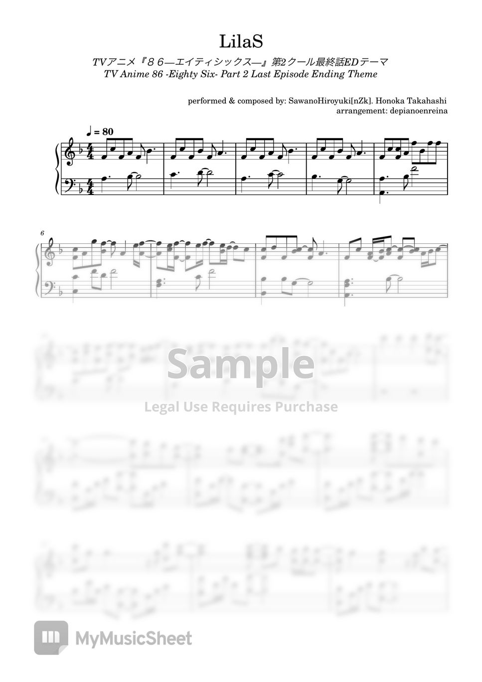 SawanoHiroyuki[nZk], Honoka Takahashi - LilaS (Playable on 49-keys ...