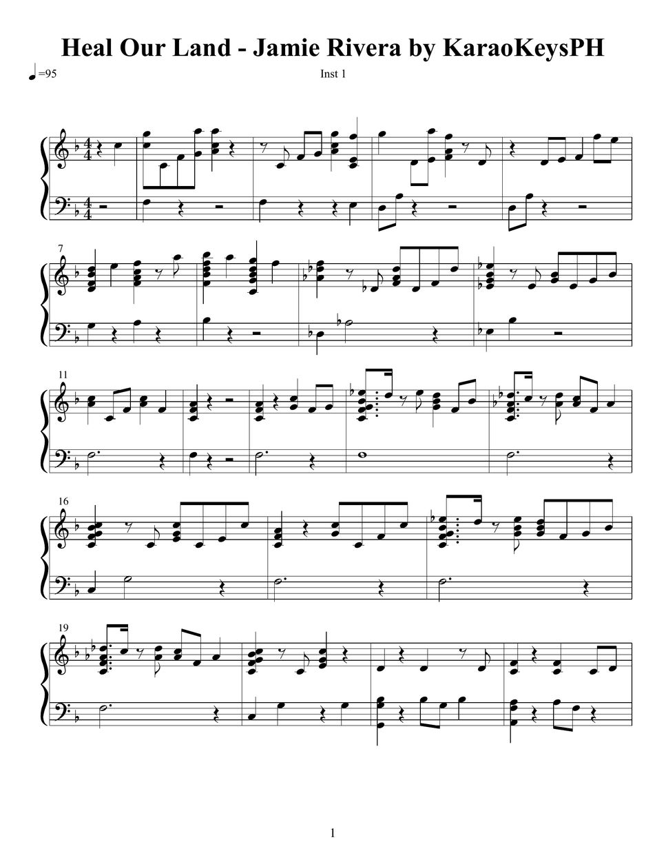 Jamie Rivera - Heal Our Land Sheet by KaraoKeysPH