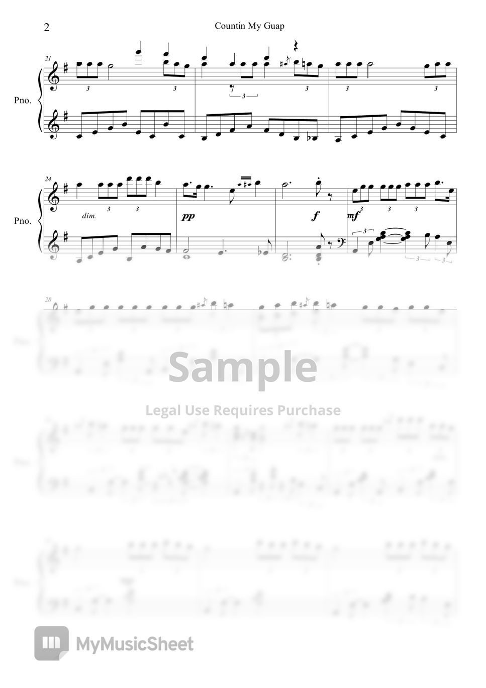 CHANGMO - Counting my guap Notenblatt by PianoLog