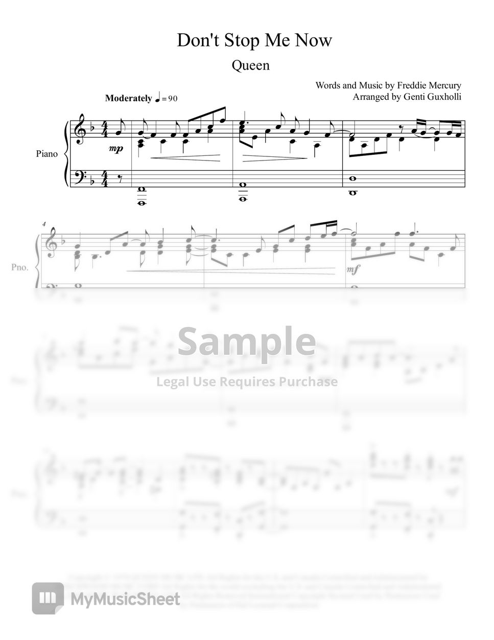 Queen - Don't Stop Me Now 악보 by Genti Guxholli
