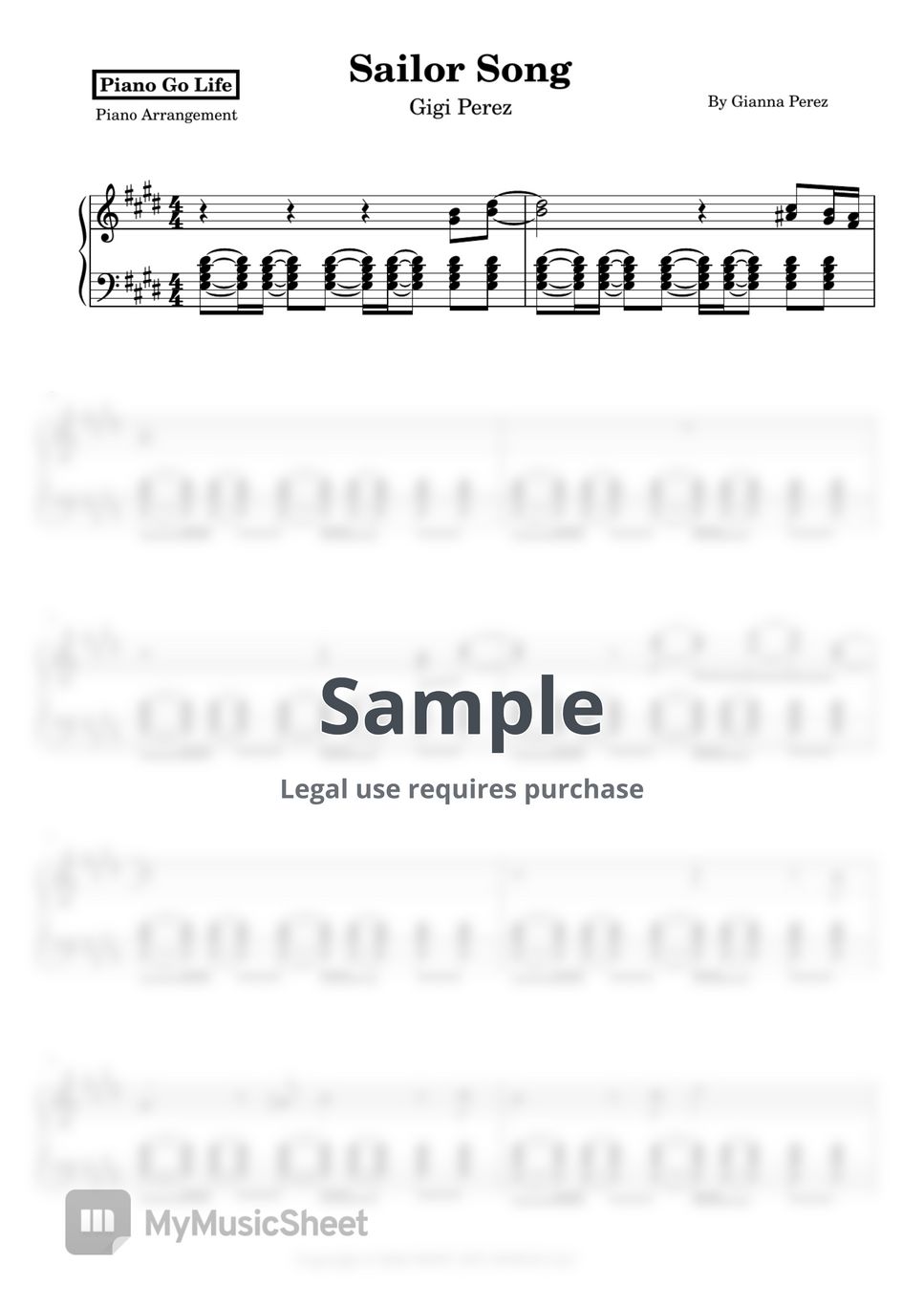 Gigi Perez - Sailor Song Sheets by Piano Go Life