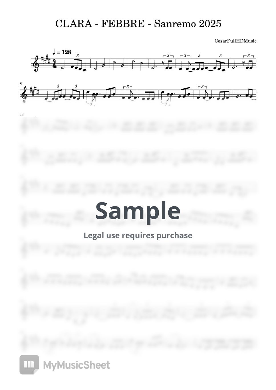 CLARA - FEBBRE - Sanremo 2025 Sheets