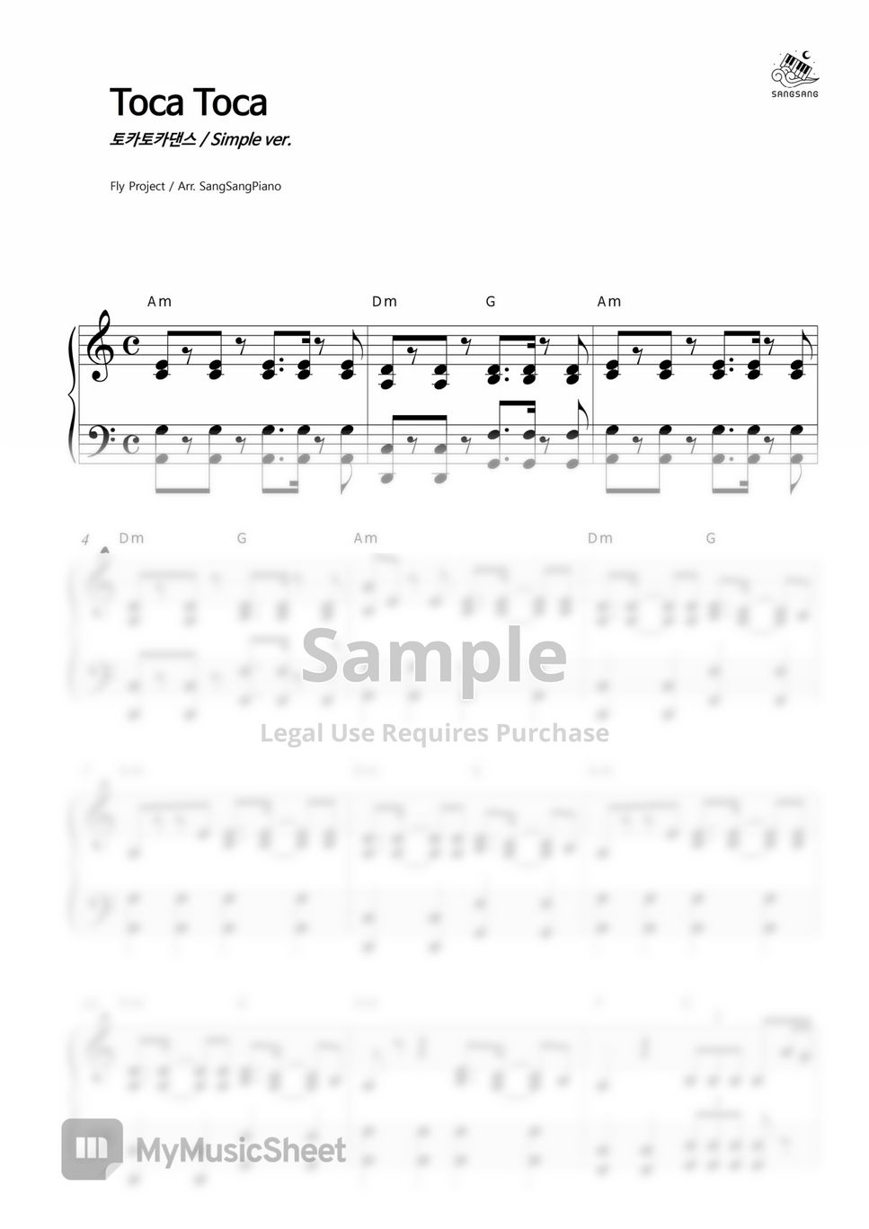 Fly Project - Toca Toca Sheet Music by SangSangPiano