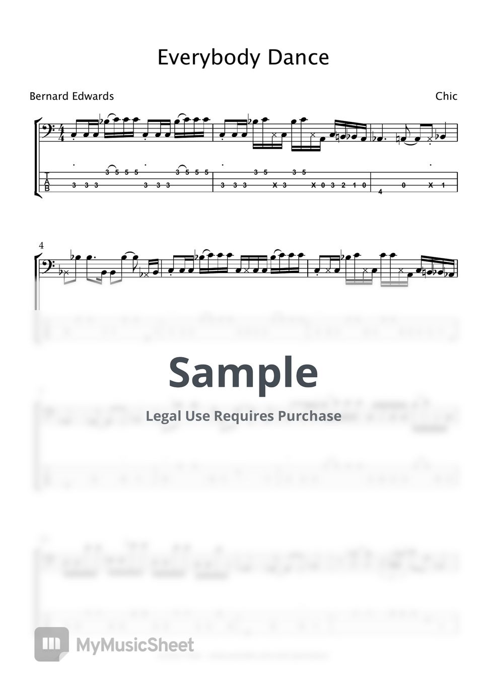 Chic - Everybody Dance Sheet Music by Bernard Edwards