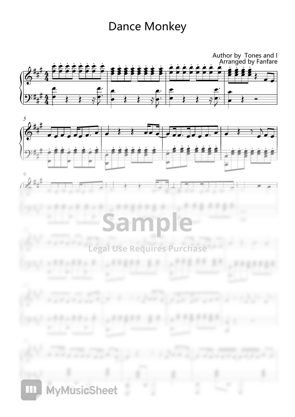 Tones and I - Dance Monkey Sheet Music by Fanfare