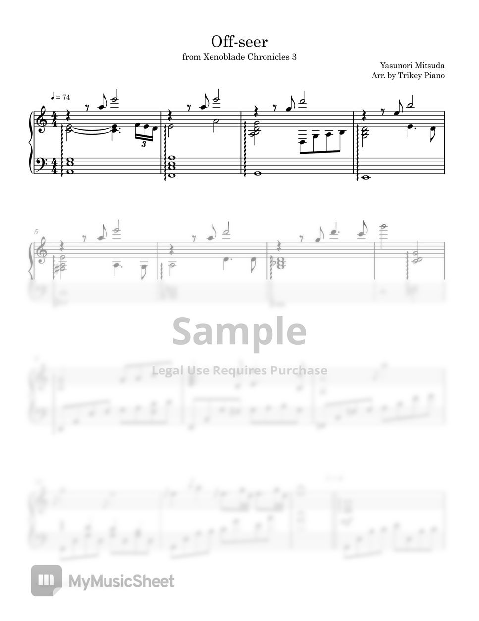 Yasunori Mitsuda - Off-seer - Xenoblade Chronicles 3 Sheets by TriKey Piano