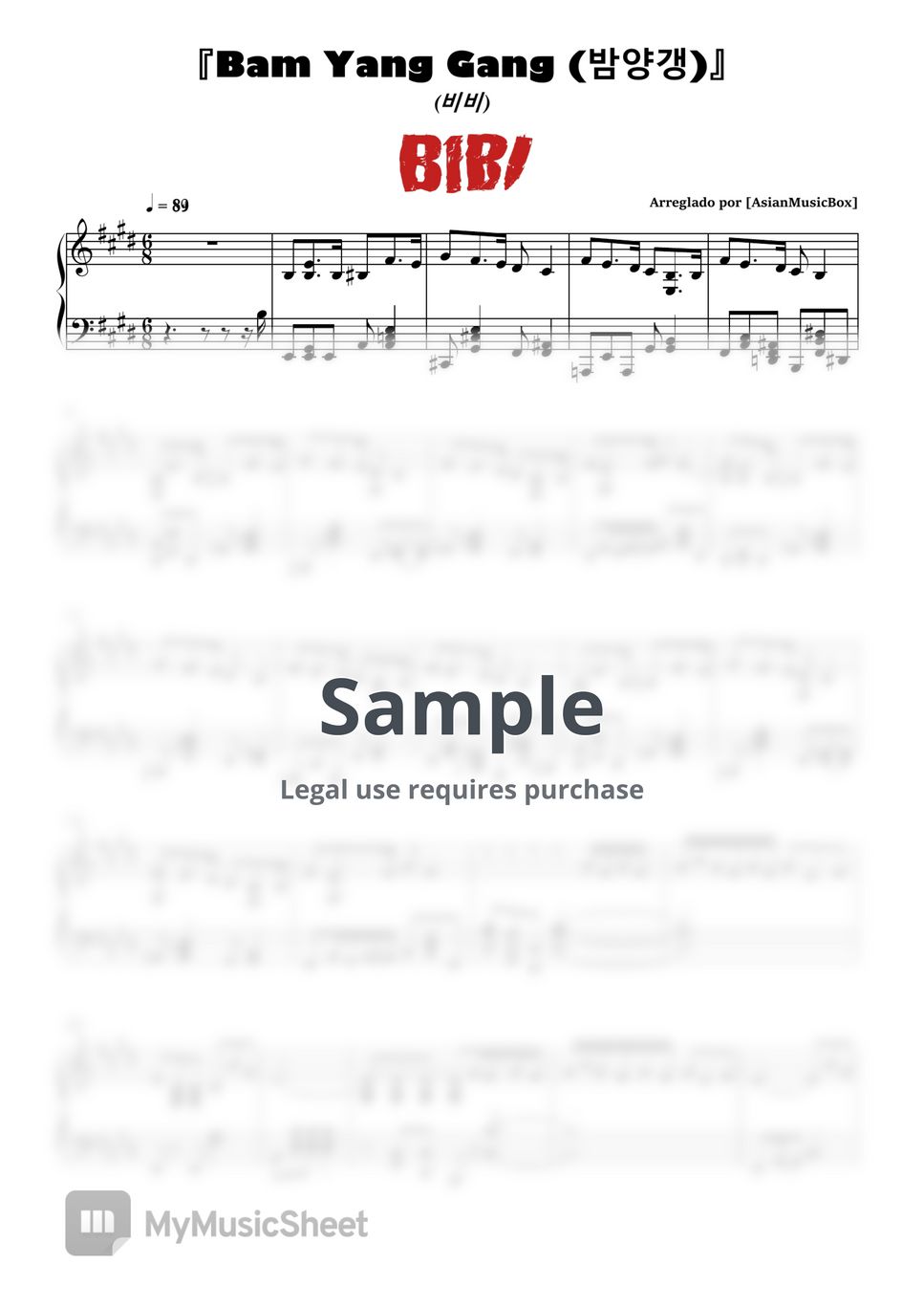 BIBI - Bam Yang Gang (Sheet, MIDI & PracticeTrack) Sheets by AsianMusicBox