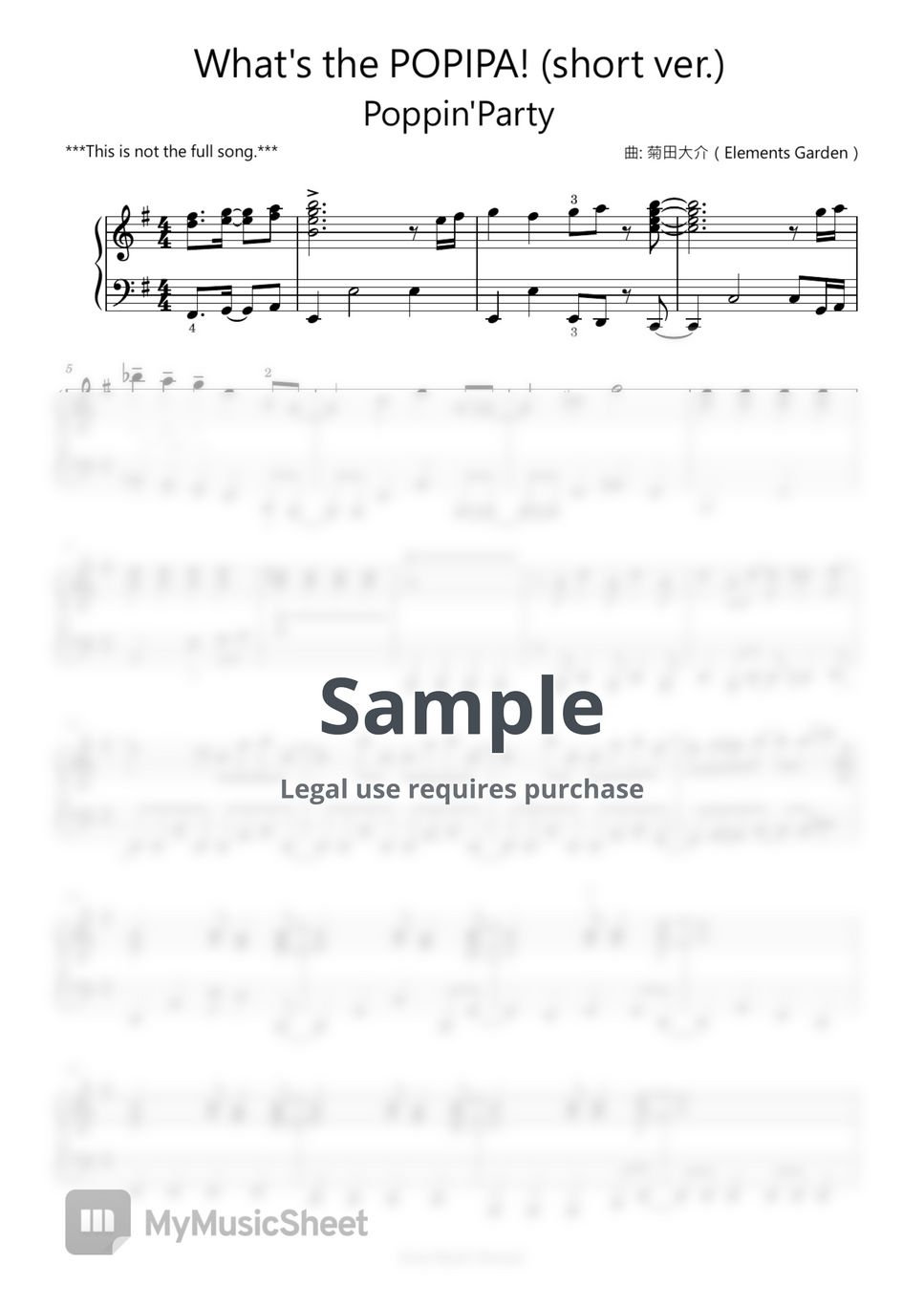 Poppin' Party - What's the POPIPA!? (From「BanG Dream!」) Sheet Music by MMAC
