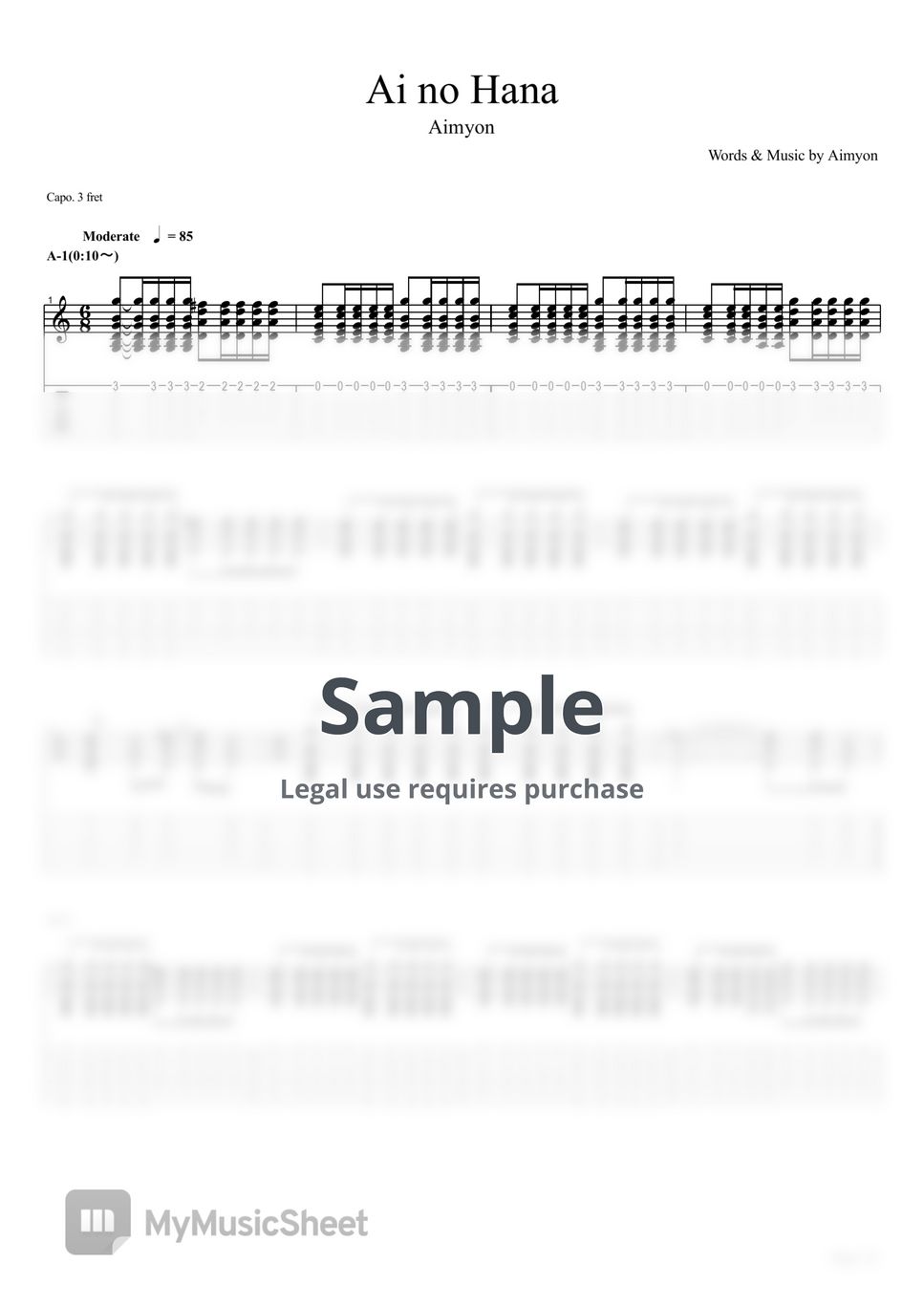 Aimyon - Ai no Hana【Guitar TAB / reproduced as faithfully as possible ...