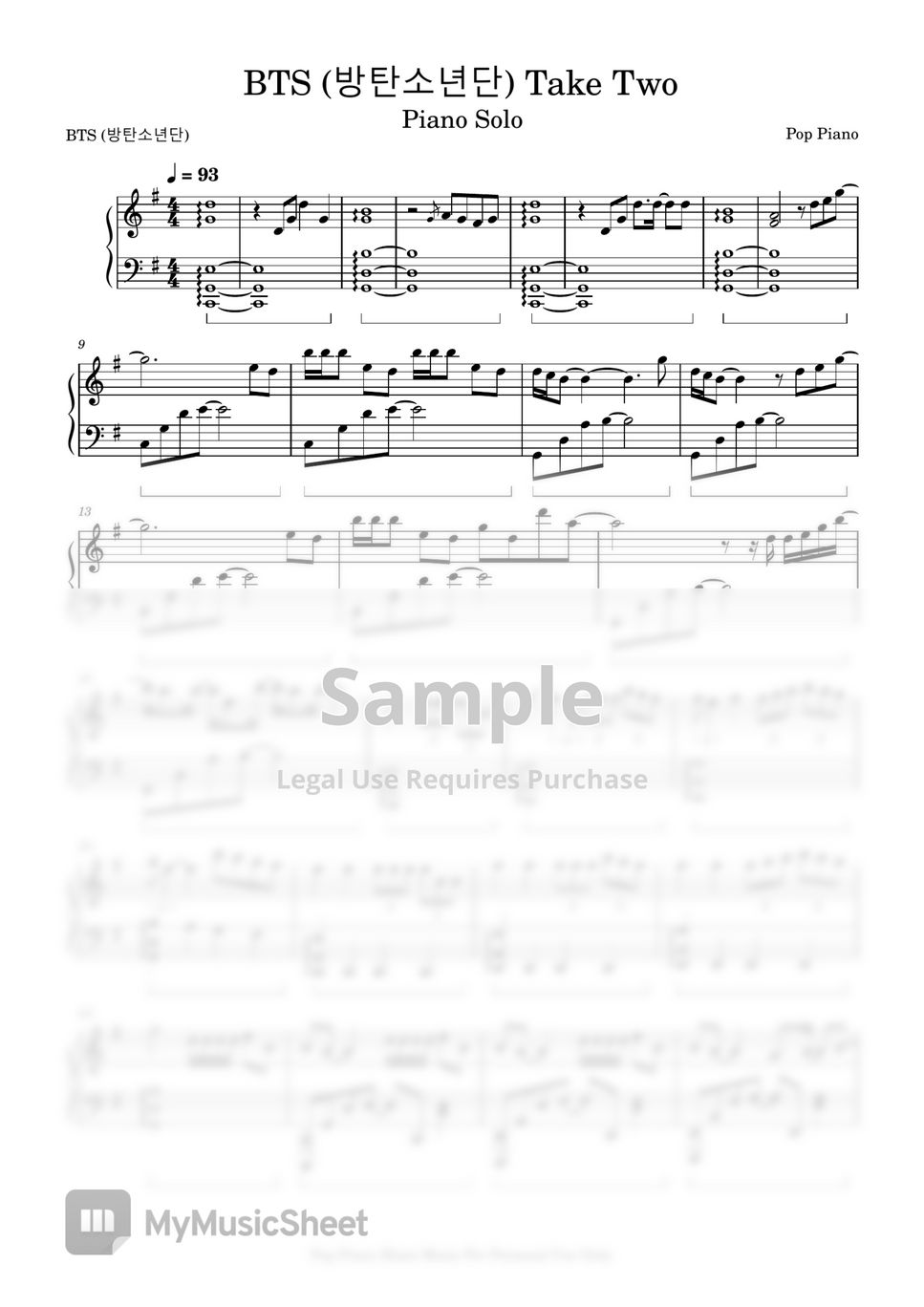 BTS (방탄소년단) - Take Two Noten by Pop Piano