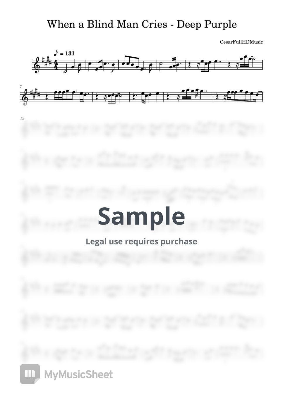Deep Purple - When a Blind Man Cries Sheets