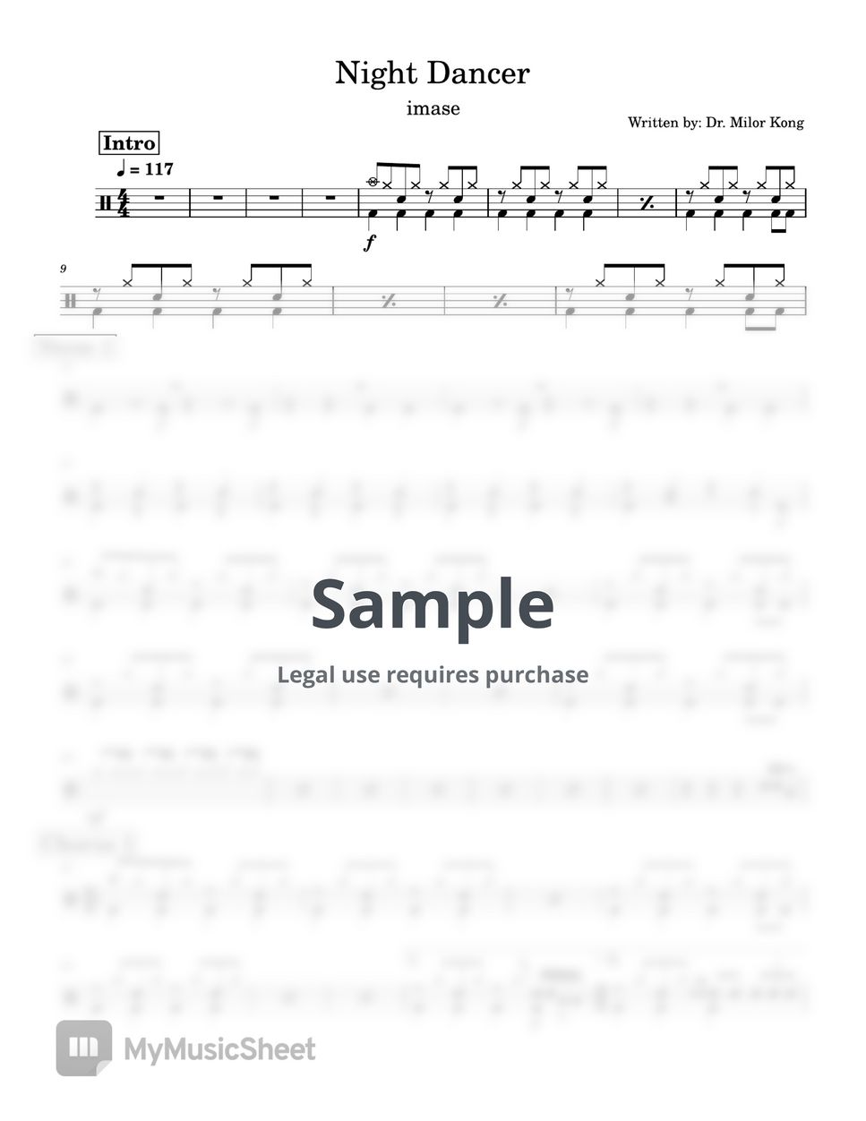 imase - Night Dancer (Drum Cover) Sheets by Dr. Milor Kong