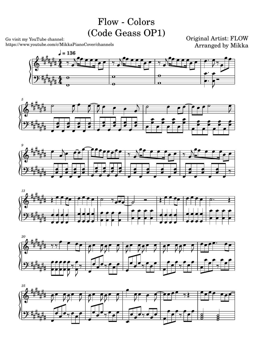 FLOW - Colors 楽譜 by Mikka