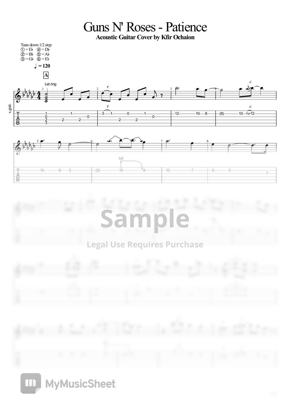 Guns N' Roses - Patience Sheet Music by Kfir Ochaion