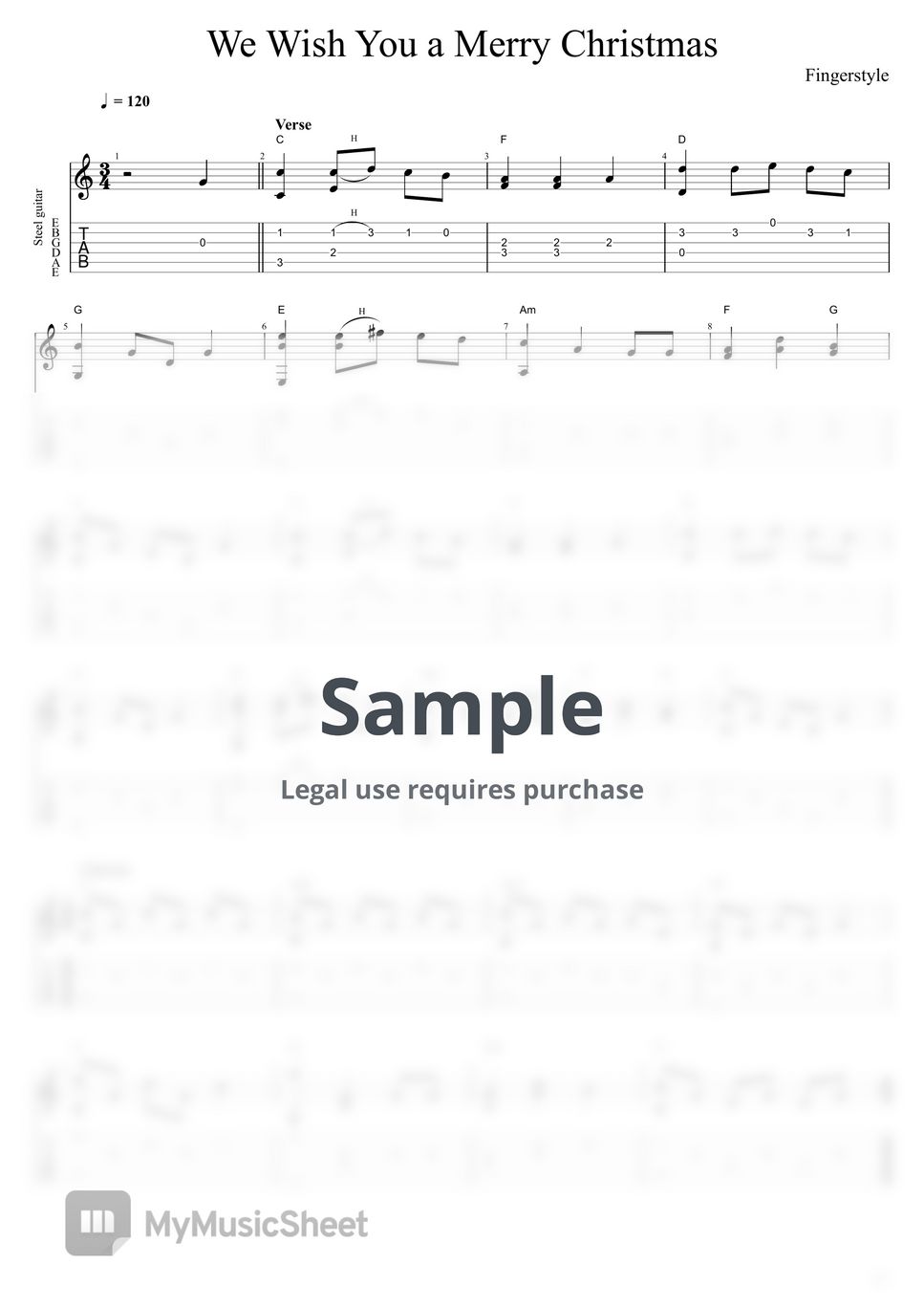 Christmas Carol - We Wish You a Merry Christmas (Easy Fingerstyle ...