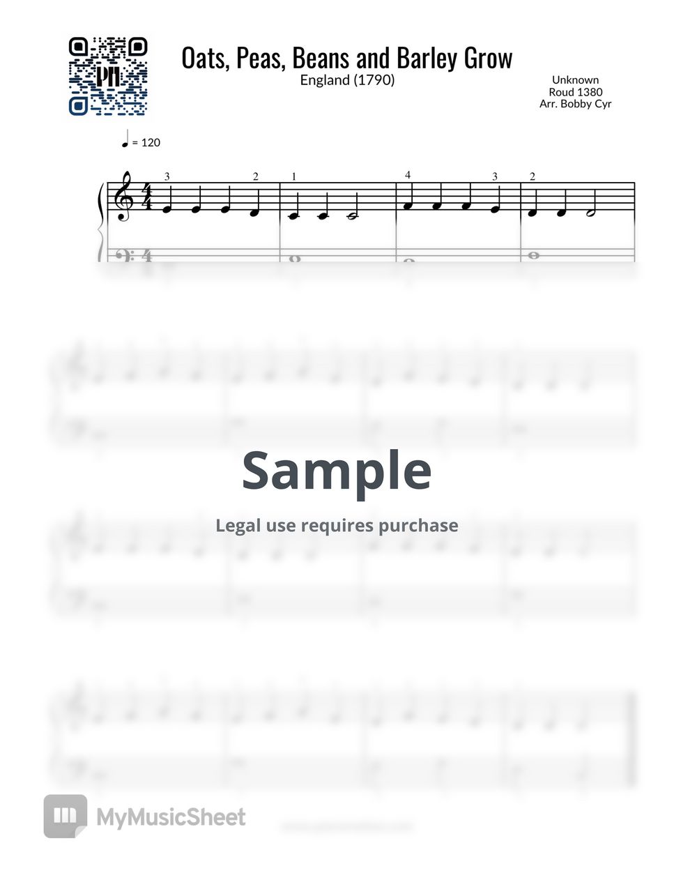 Oats, Peas, Beans and Barley Grow (Piano Solo) Sheets by Piano Notion