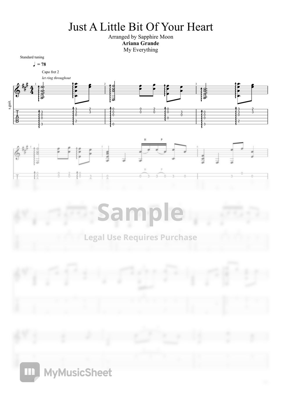 Ariana Grande - Just A Little Bit Of Your Heart [Fingerstyle Guitar ...