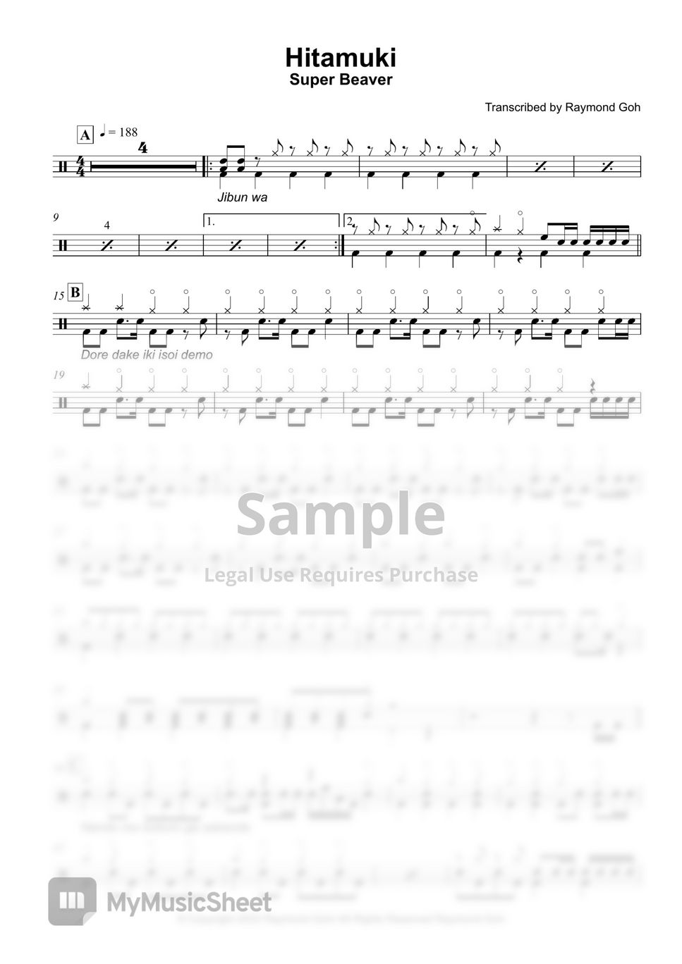 Super Beaver - Hitamuki (My Hero Academia OP 10) Sheets by Raymond Goh