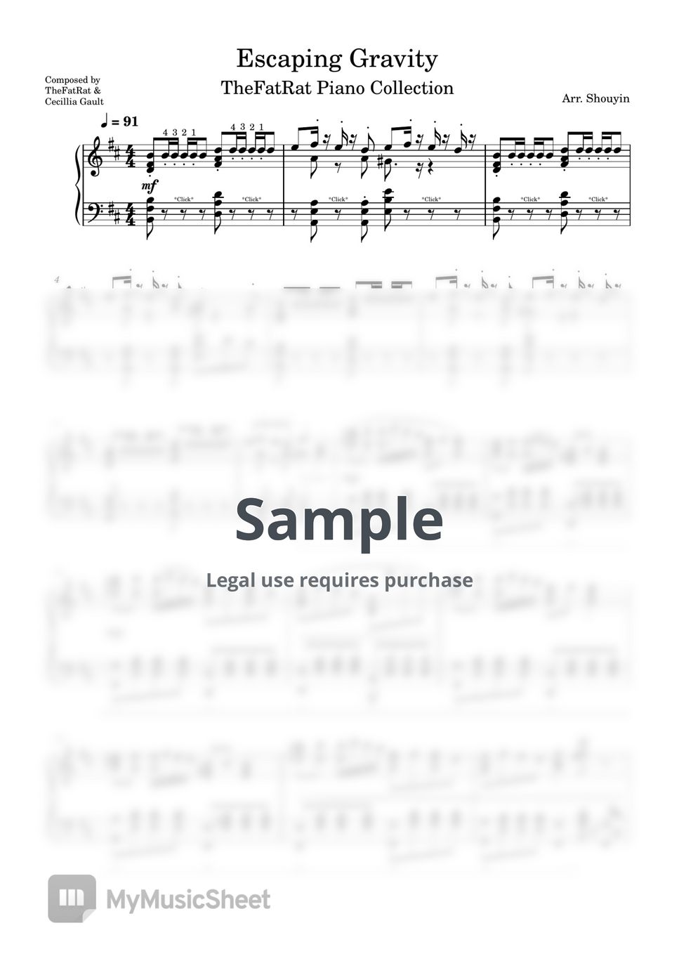 TheFatRat - Escaping Gravity (Piano Solo) Sheet Music by Shouyin