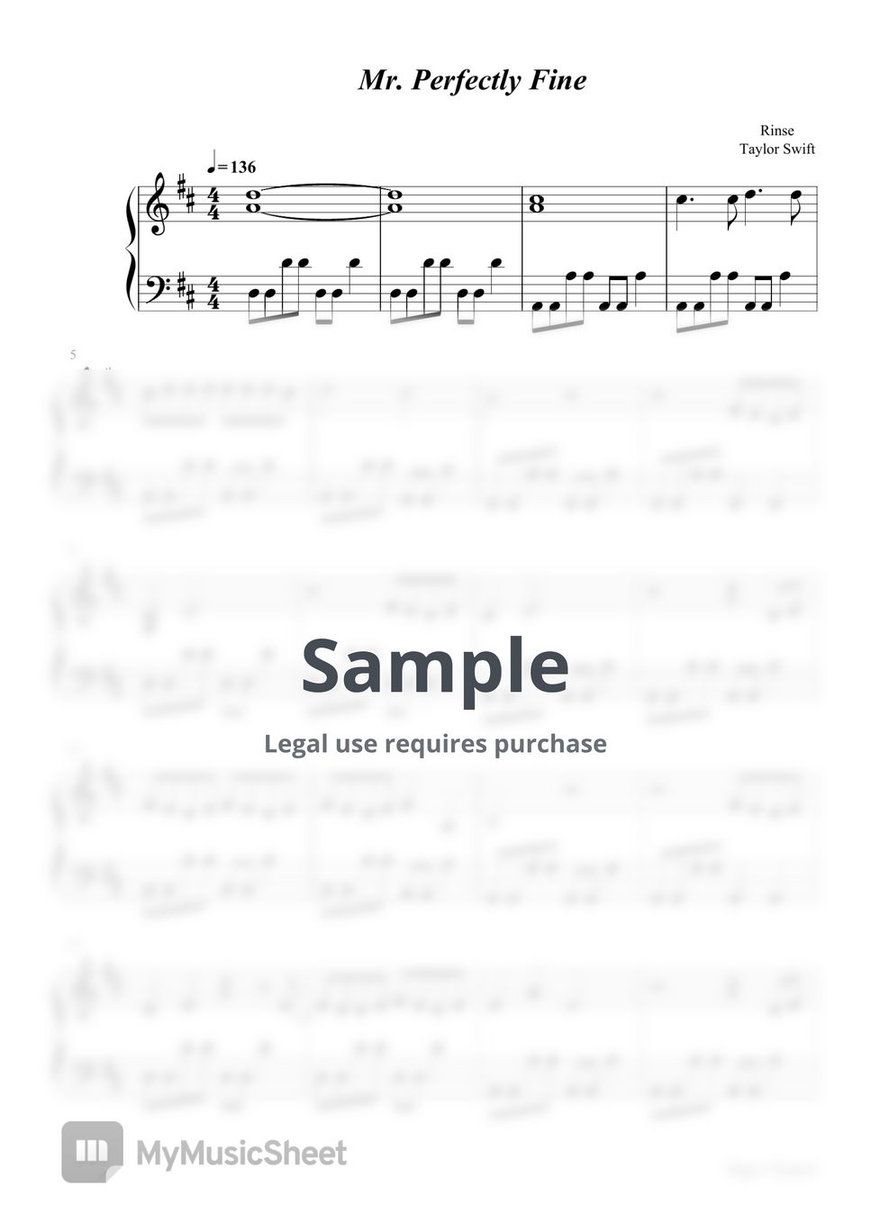 Taylor Swift - Mr Perfectly Fine (Taylor Swift) Sheets by Yilun