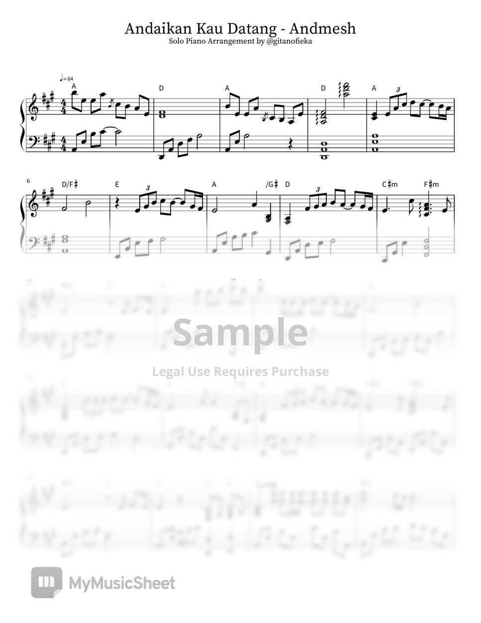 Miracle in Cell Number 7 - Andaikan Kau Datang - Andmesh Sheet Music by ...