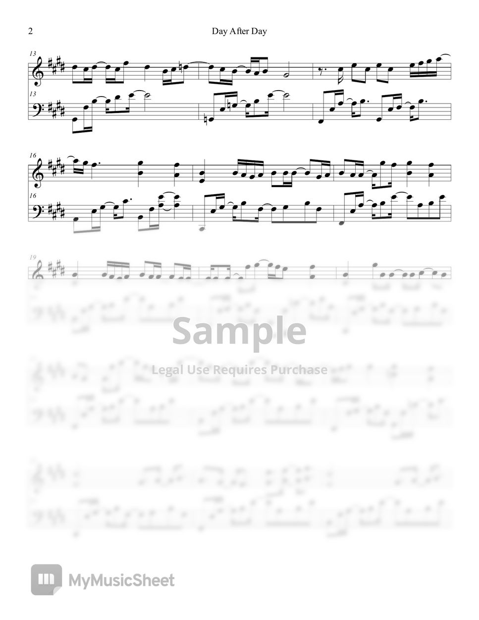 EXO 엑소 - Day After Day 楽譜 by Lunar Piano