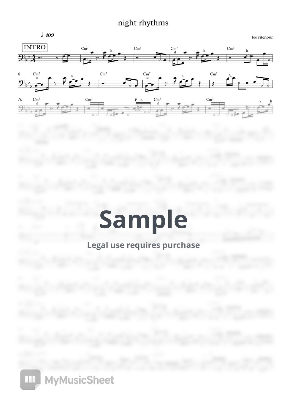 lee ritenour - night rhythms (bass score) Sheet Music by bassc