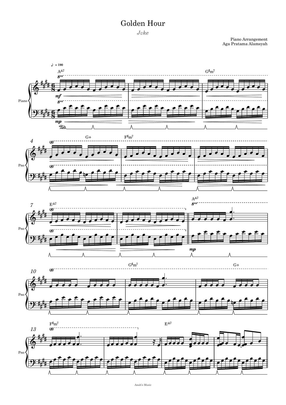 JVKE - Golden Hour (Piano Solo) Sheets by Aga Pratama Alamsyah