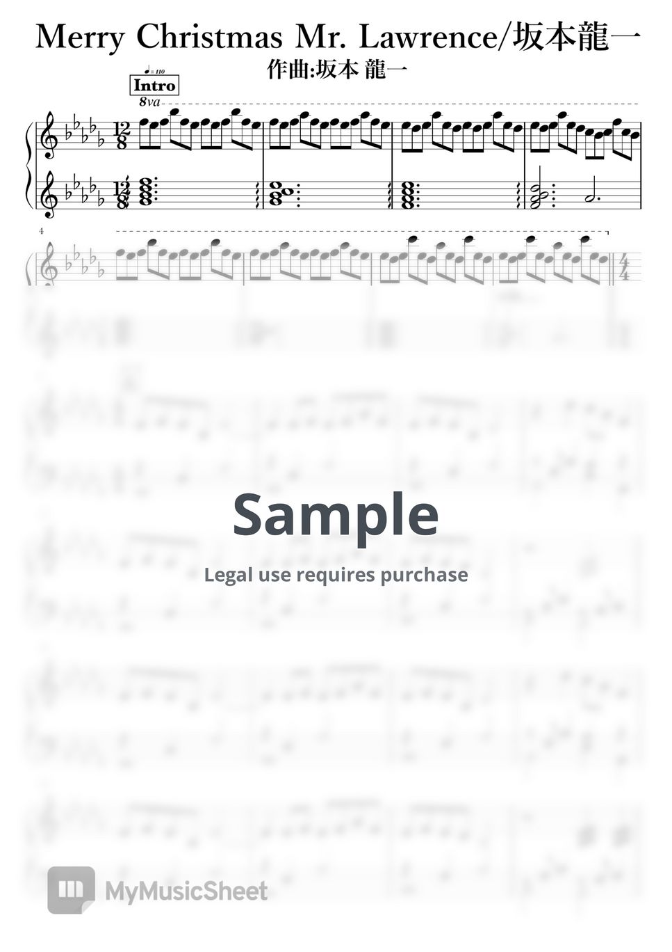 坂本龍一 - Merry Christmas Mr. Lawrence Sheets by Eri Nagayama