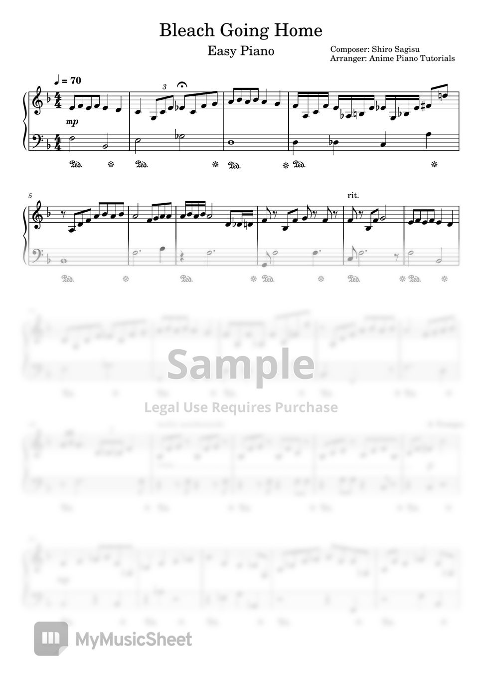 Shiro Sagisu - Bleach Going Home Nuty by Anime Piano Tutorials