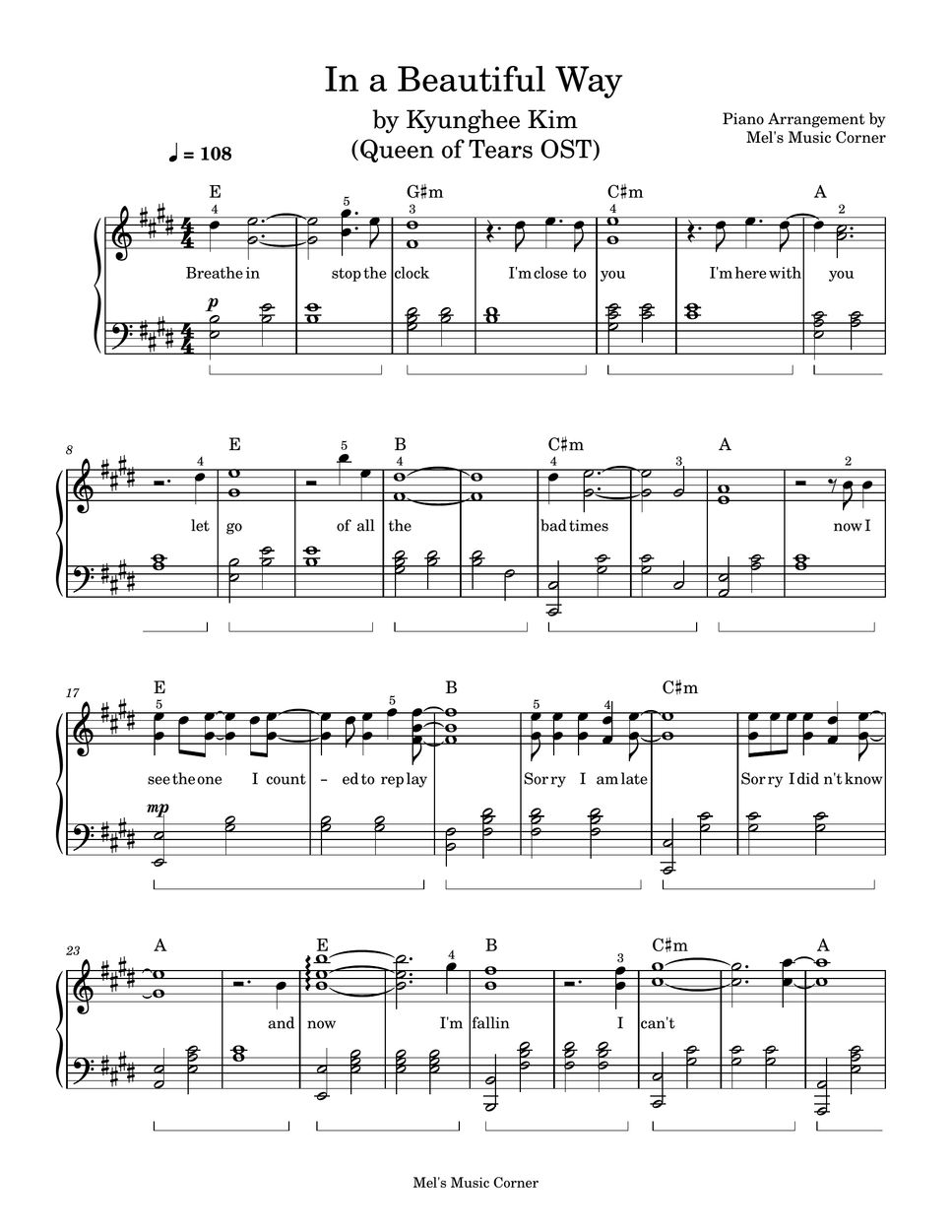 Kyunghee Kim - In a Beautiful Way (Queen of Tears OST) piano sheet ...