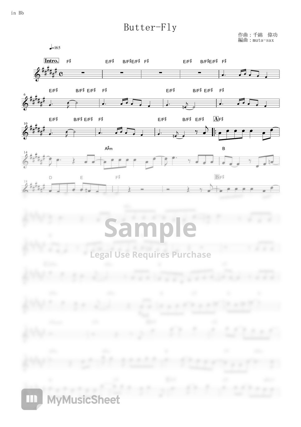 Digimon Adventure - Butter-Fly (in Bb) Partitura