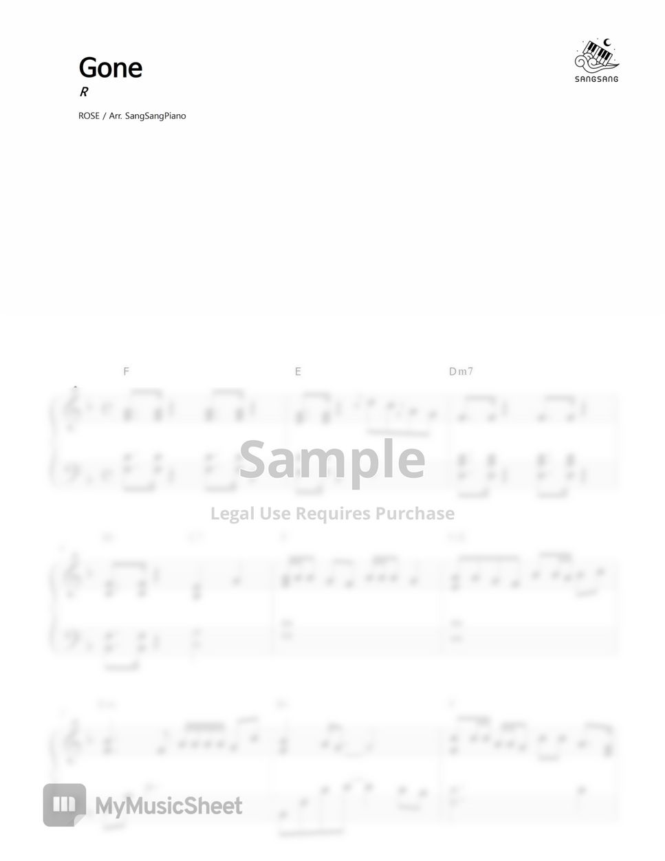 Rose - Gone Sheet Music by SangSangPiano