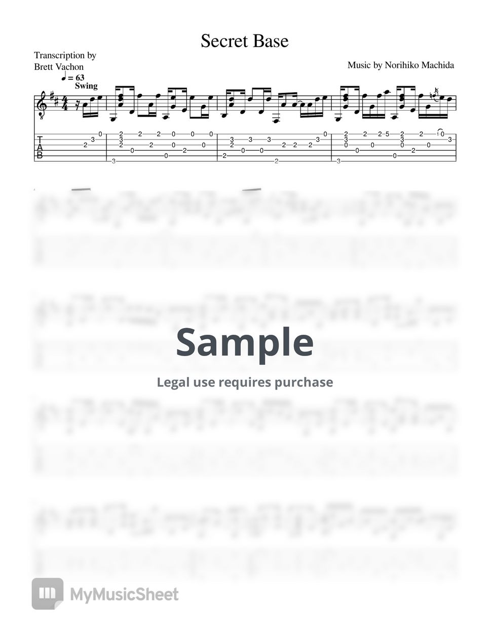 Norihiko Machida - Secret Base Tab + 1staff by Brett Vachon