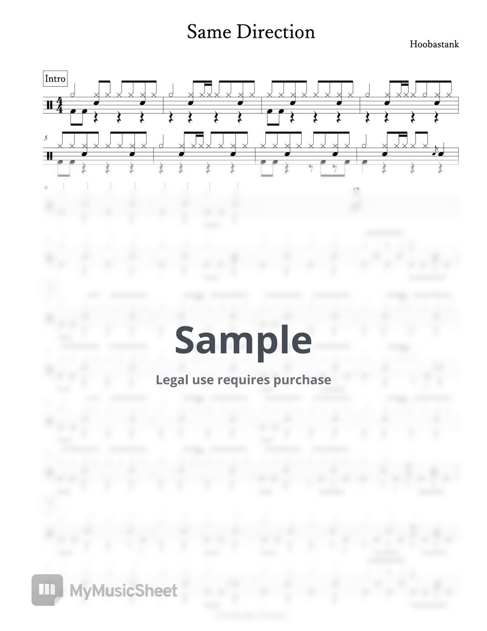 Hoobastank - Same Direction Sheets by Arkadia Drums