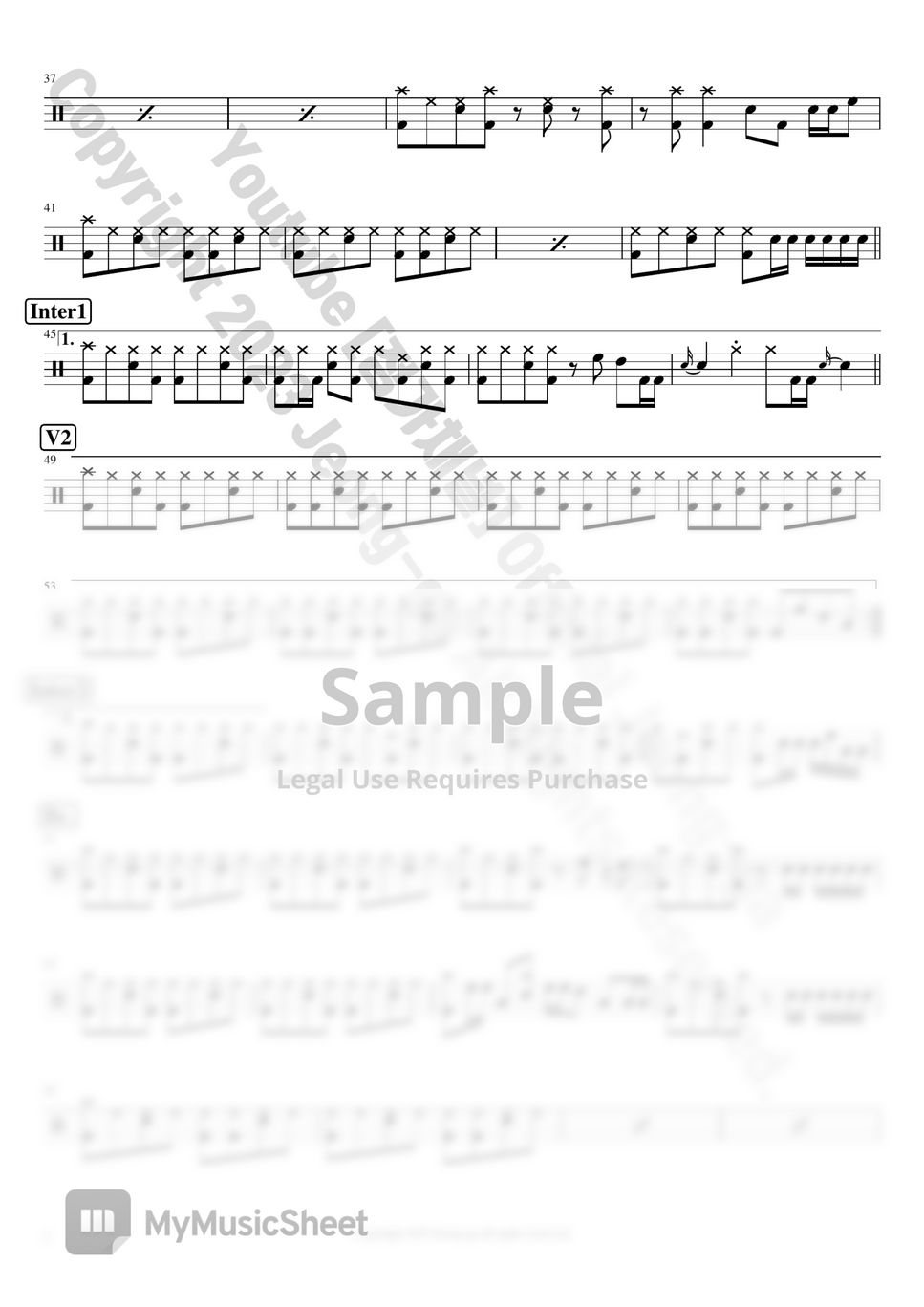 윤하 - 윤하 - 비밀번호486 (Drum) Sheets by Youtube[정가채널]