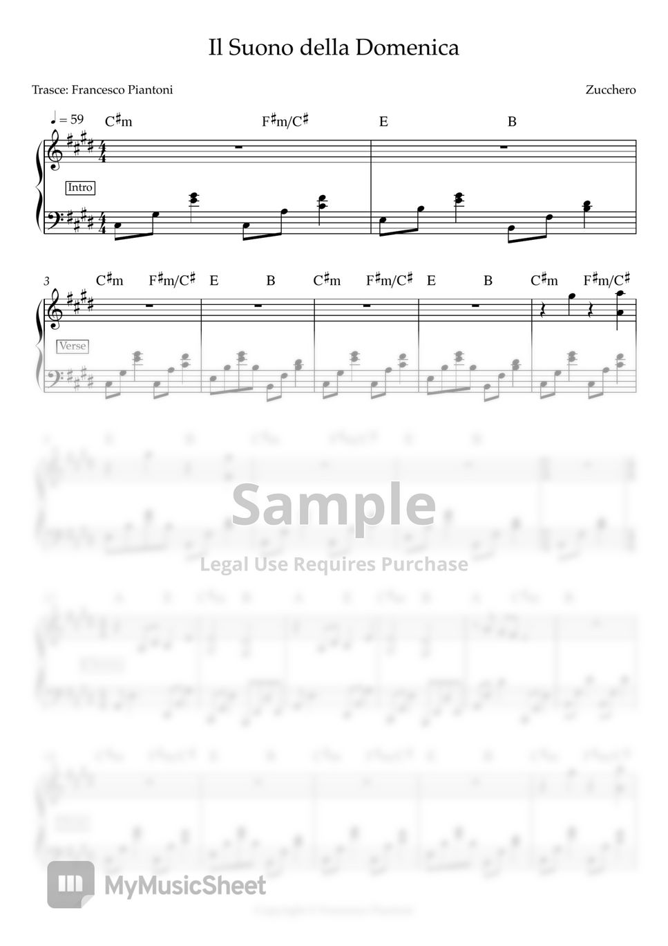 Zucchero - Il suono della domenica (Spartito pianoforte) Sheets by ...