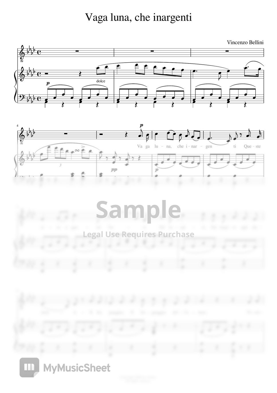 V.Bellini - Vaga luna, che inargenti (Abmaj) Hoja by noten(노튼)