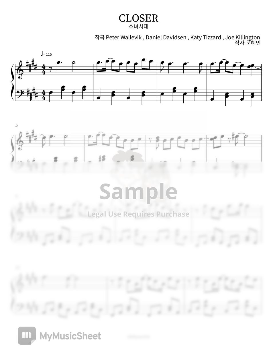 GIRLS' GENERATION(少女時代소녀시대) - CLOSER Sheets by chihyun416