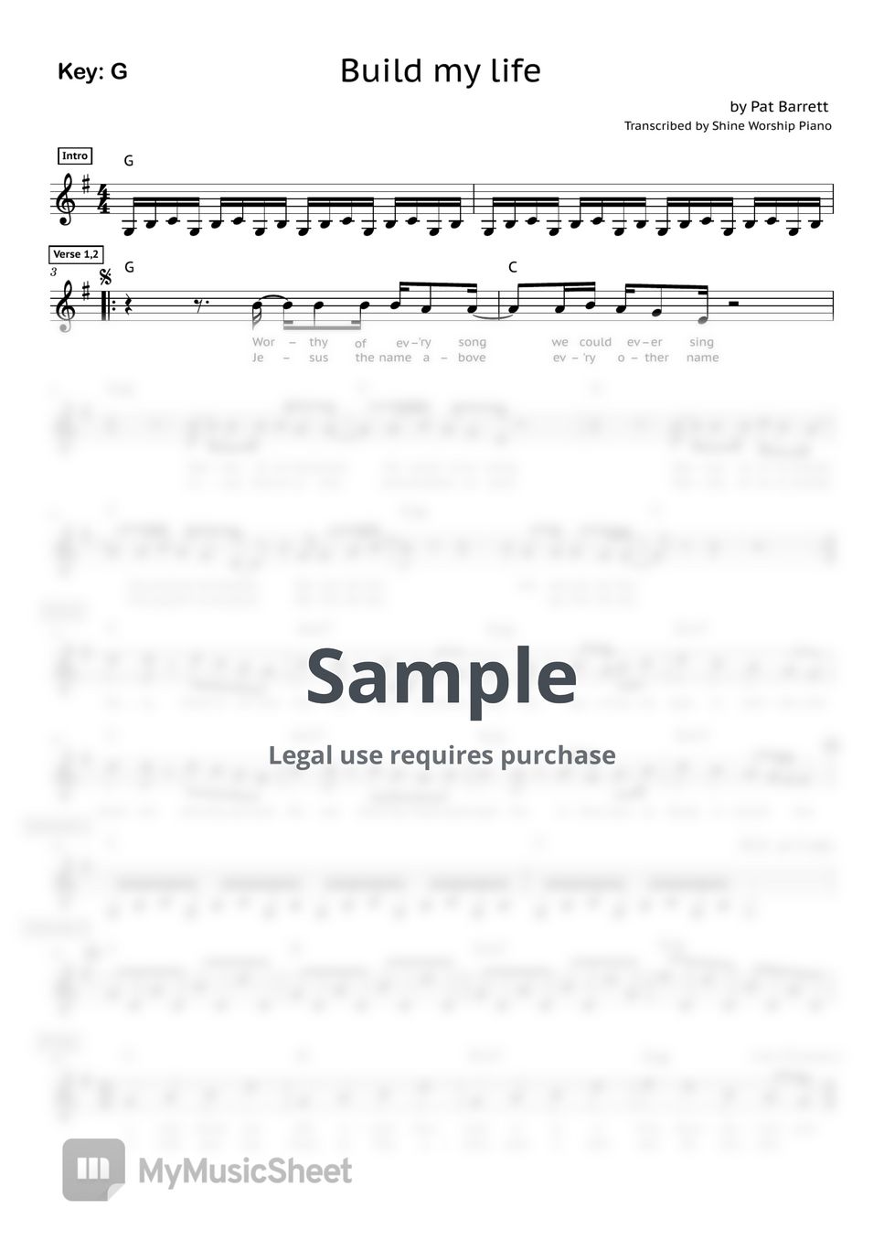 Pat Barreett - Build My Life (feat. Chris Tomlin) Sheets by Shine ...