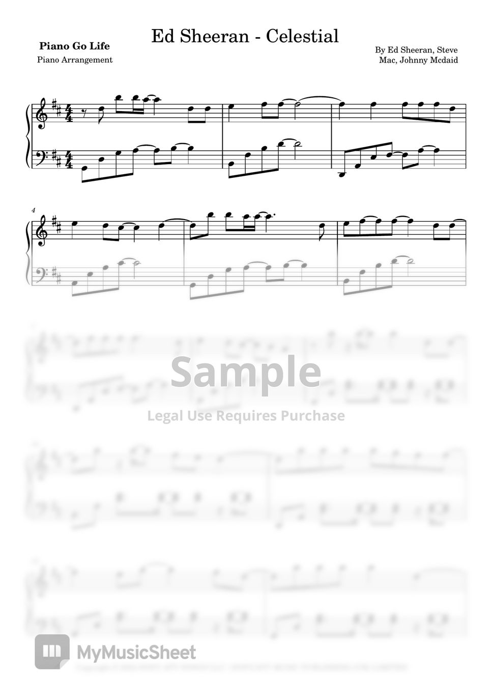 Ed Sheeran - Celestial Sheet Music by Piano Go Life