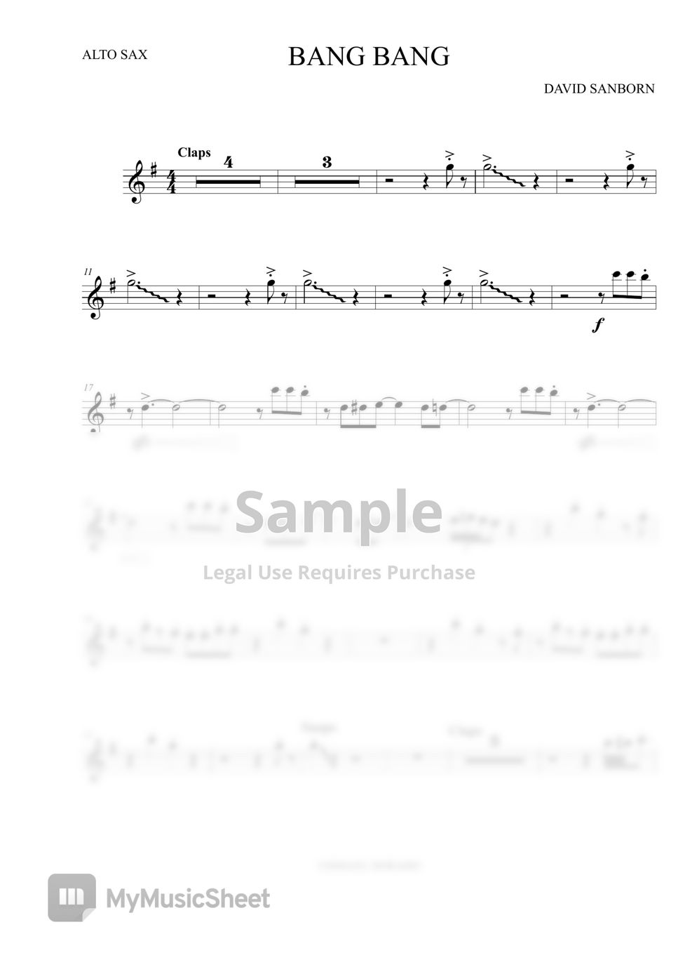 Bang Bang - David Sanborn (Alto Sax) Sheets by Ismael Dorado